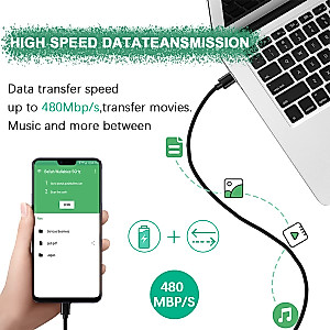 Micro USB Cable 6ft 2 Pack Long Charging Cord Nylon Braided High Speed Durable Fast Charging USB Charger Android Cable for Samsung Galaxy S7 Edge S6 S5,Android Phone,LG