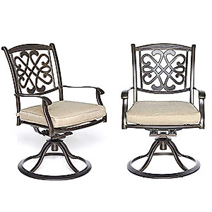 DALI Patio Dining Chairs, Swivel Rocker, Garden Backyard Chairs Outdoor Patio Furniture 2 Pcs Sets