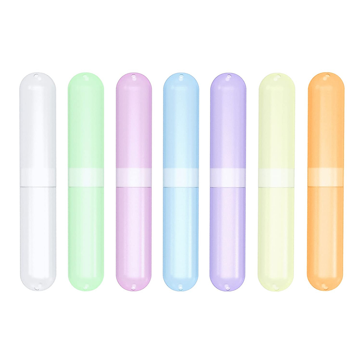 MANSHU 7 Pack Travel Toothbrush Case, Plastic Portable Toothbrush Holder for Traveling, Camping, Business, Home, School.