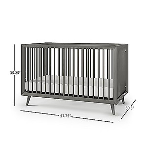 Child Craft Cranbrook 4 in 1 Convertible Crib, Mid Century Modern Baby Crib Converts to Day Bed, Toddler Bed and Full Size Bed, 3 Adjustable Mattress Positions