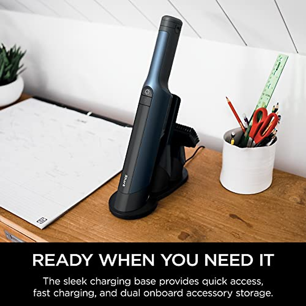 Shark WV410BL WANDVAC Cordless Hand Vacuum, Ultra-Lightweight & Portable with Powerful Suction & Tools for Pets, Designed for Car & Home, Dark Blue