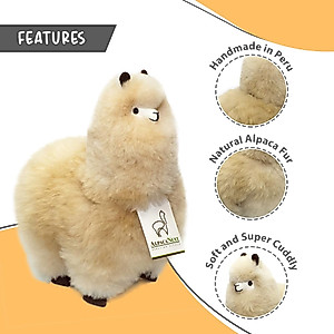 AlpacaNext Llama Stuffed Animal – 12 inch. Cute, Soft and Cuddly Alpaca Plush Toy Handcrafted on Real Alpaka Natural Fur (12 inches, Beige)