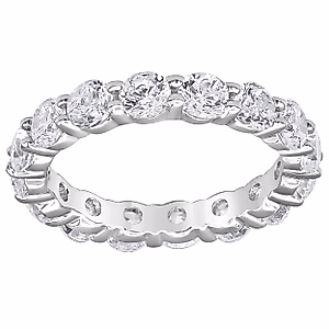 Beyond Brilliance Sterling Silver Prong Set Round Cut Cubic Zirconia Eternity Band Ring Fashion Jewelry for Women |Gift Box Included