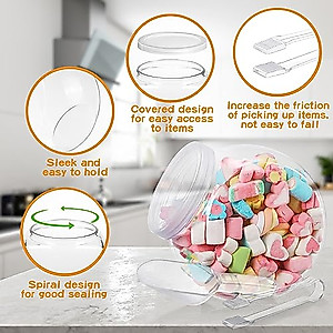 Sunnyray 18 Pcs Candy Jar Set 6 Pcs 71 oz Round Container Jars with Lids 6 Pcs Scoops 6 Pcs Tongs Plastic Containers for Cookies Snacks Candies Gifts Storage Containers Countertop Display Container