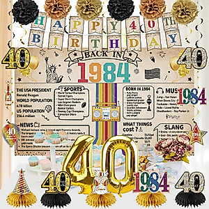 40th Birthday Decorations for Women, Yatufom 21Pcs Back in 1984 Birthday Party Supplies, Happy 40th Birthday Banner Forty Birthday Decorations