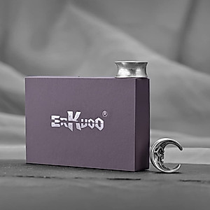 ERKUOO 2PCS Moon Skull Ear Gauges Opening Saddle Ear Tunnels Double Flared Plugs Flesh Stretchers Piercing Earrings 0g(8mm)