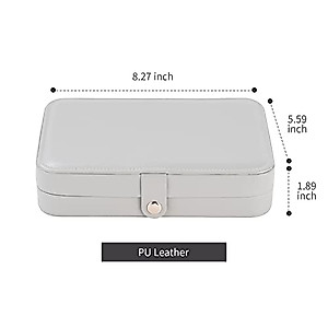 Smileshe Jewelry Box for Women Girls, PU Leather Small Travel Organizer Case, Portable Display Storage Holder Boxes for Rings Earrings Necklaces Bracelets