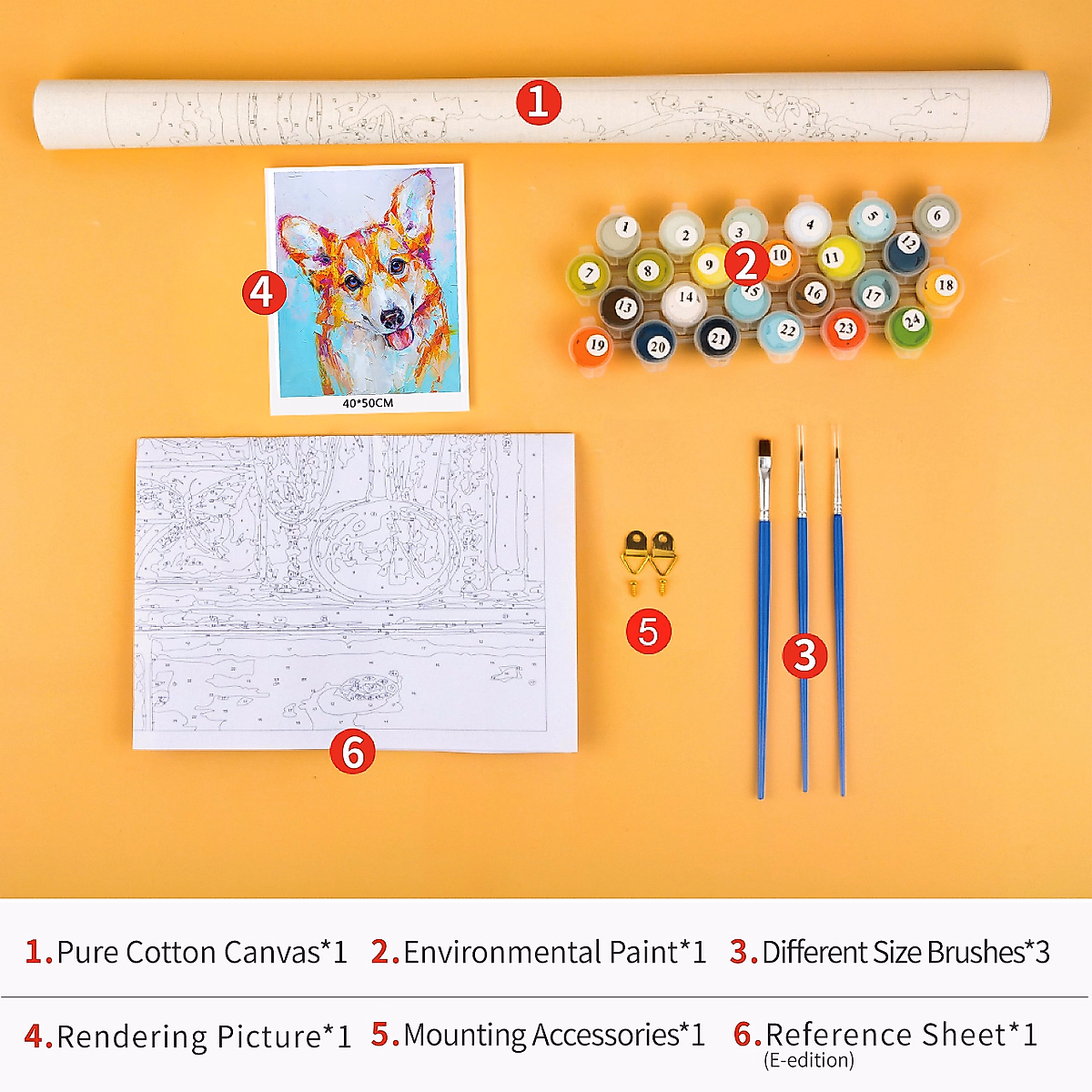 TISHIRON Paint by Numbers for Adults, Dog Portrait Oil Painting, Paint by Numbers for Beginners, Corgi Paint by Numbers Kit, DIY Oil Painting Holiday Gifts, Children's Crafts, 16x20 inch