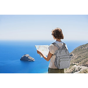 RJEU Women Backpack,Work Computer Bag for Nurse Teacher with USB Charger,Girls High School Backpack Cute Laptop Tote Backpack for Travel Office,Grey