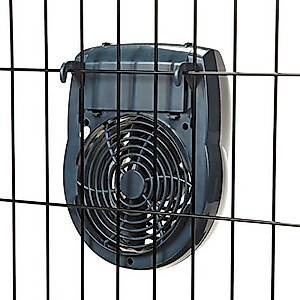 Cool Pup Crate Fan, 8x6.25x2.5” in Size – Quiet Battery Fan Keeps Dogs & Cats Cool with Built-in Thermometer, Silver