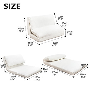 N&V Folding Matress Sofa Bean Bag Bed, Foam Filling Folding Matress Sofa, includes Removable and Machine Washable Cover, Soft Premium Corduroy (Medium, Ivory)