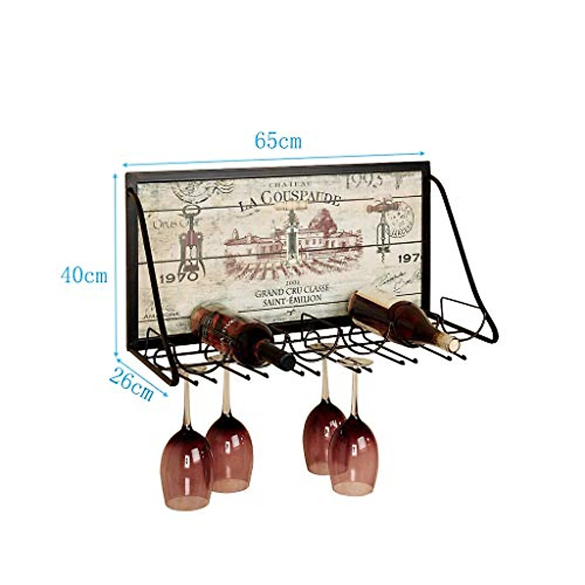 Wine Rack Wall-Mounted Wine Rack Creative Wine Glass Holder Goblet Holder Hanging Wine Rack Put 6 Bottles of Wine and Put 12-18 Glasses