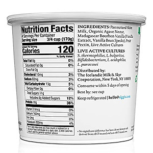 siggi’s® Icelandic Strained Nonfat Yogurt, Vanilla, 24 oz. – Thick, Protein-Rich Yogurt Snack