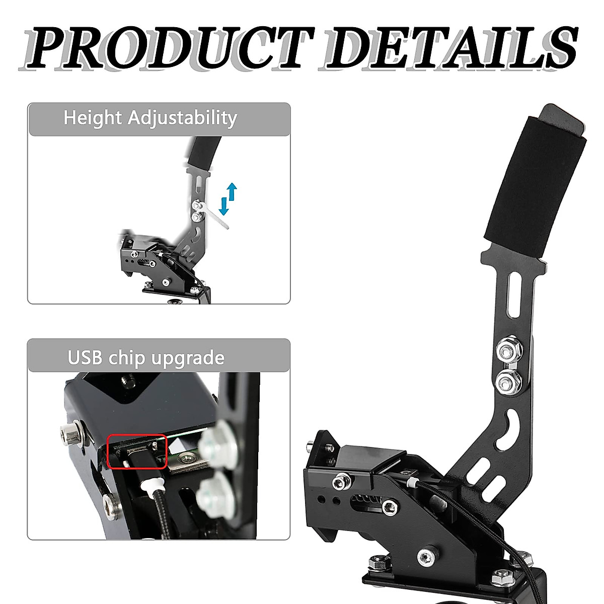 Anman USB Handbrake with Adapter Plate for PC Windows 14 Bit Professional Gaming Peripherals fit Racing Games Logitech G27 G25 G29 G920 G923 Thrustmaster T500 T300