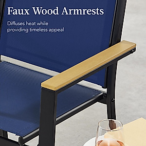 Best Choice Products 4-Piece Outdoor Textilene Patio Conversation Set, Backyard Furniture w/Loveseat, Coffee Table, Steel Frame - Black/Navy