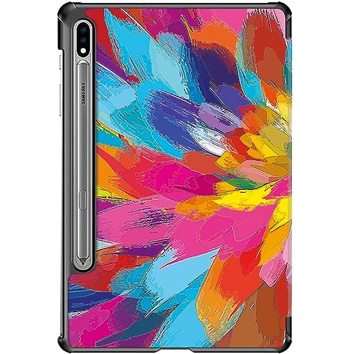 Berkin Arts Samsung Galaxy Compatible with Tab S8/S7 Case 11 Inch Model SM-X700/X706/T870/T875/T878Tri-Fold Stand Cover Cloisonnism Vibrant Expressive Colorful Energetic Brush