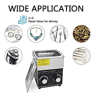 ACMESONIC Ultrasonic Cleaner 2L with Mechanical Timer Heater 2l ultrasonic Cleaner for Cleaning, Jewelry, Coins, Metal Small Parts, Circuit Board, Lab Tools, etc