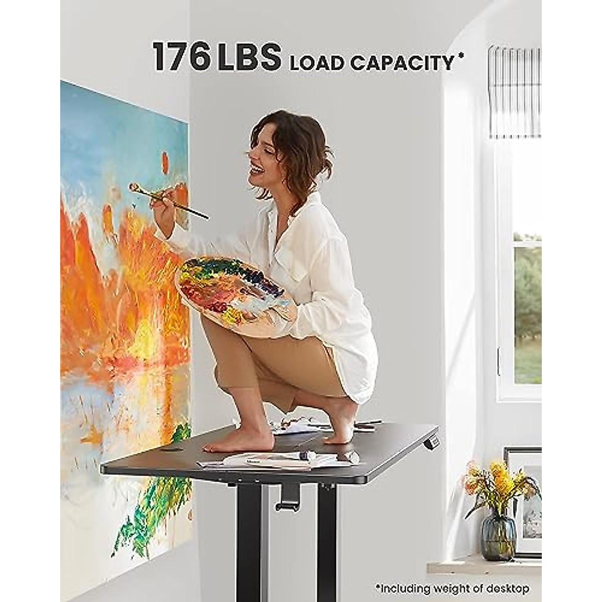 ErGear Height Adjustable Electric Standing Desk, 55 x 28 Inches Sit Stand up Desk, Memory Computer Home Office Desk (Black)