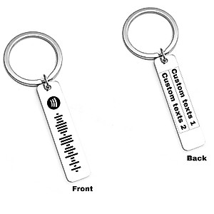 Custom Scannable Spotify Code Keychain Personalized Spotify Music Song Code Key Ring Personal Anti-Lost Name Phone Number Keychains Drive Safe Car Keyring for Men & Women Gifts