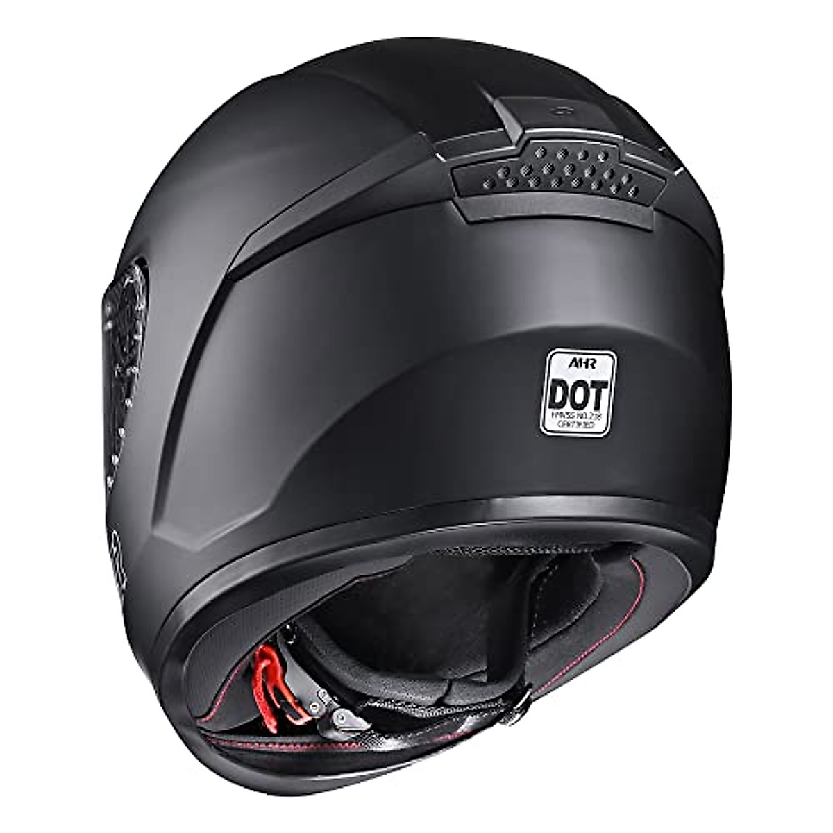 AHR Full Face Motorcycle Helmet Lightweight Street Bike Helmet with Storage Bag Great Ventilation & Streamlined Design for Touring Racing, Run-F3 DOT Approved (Matte Black, XX-Large)