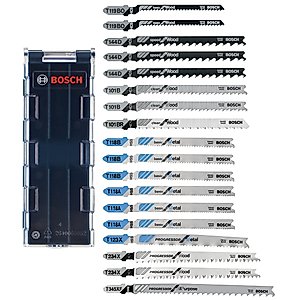 BOSCH T-Shank Jig Saw Blade Set T18CHCL, 18 Pieces, 3-1/4'' - 5-1/4'', 5-24 TPI, In Brute Tough Case, For Wood, Metal And All Purpose/Multi-Material
