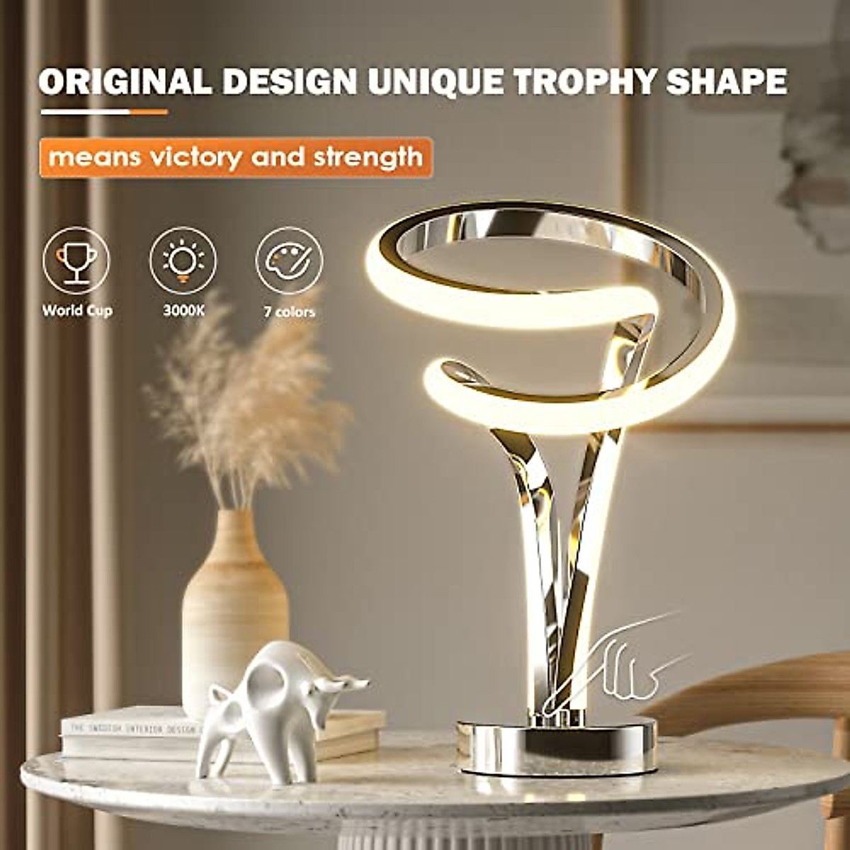 airnasa Modern Spiral RGB Table Lamp, Touch Dimmable LED Nightstand Lamp, 10 Light Modes Bedroom lamp, Unique Lamps for Home Decor Living Room Bedroom Office, Cool Lamps for Ideal Gift