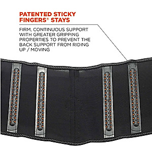 Ergodyne ProFlex 2000SF Back Support Brace, 8.5" Spandex, V-Shape Design and Patented Stays for Added Support, XL,Black