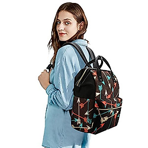 Multicolored Arrows Diaper Bag Backpack Large Capacity Mommy Bags Multifunction Nappy Bag Travel Back Pack Black-Style