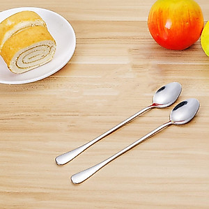Long Handle Spoons,7.6-inch Ice Tea Spoon, Coffee Stirrers,Ice Cream Spoon, AXIAOLU Premium Stainless Steel Coffee Spoons, Cocktail Stirring Spoons, Set of 6 (6 Pieces Silver)