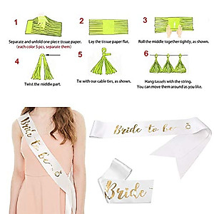 Bachelorette Party Decorations&Bridal Shower Supplies Kit&Balloon Arch,Bride to Be Balloons Banner,Diamond Ring Balloons,Rose Confetti Gold,Bride to Be Sash,Tassel Garland,Balloon Decoration Tools