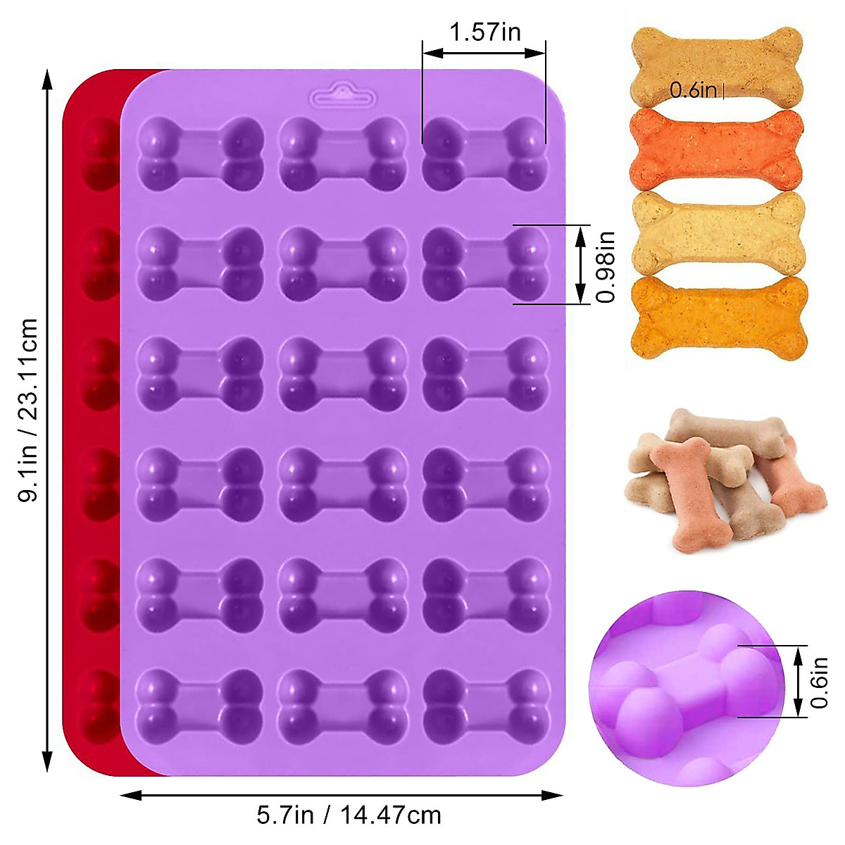 Set of 6，3Packs Silicone Molds Puppy Dog Paw & Bone Shaped and 3 Packs Stainless Steel Bone Cookie Cutter,for Homemade Treats and Cat Animal Paw Ice Candy Chocolate Baking Mold