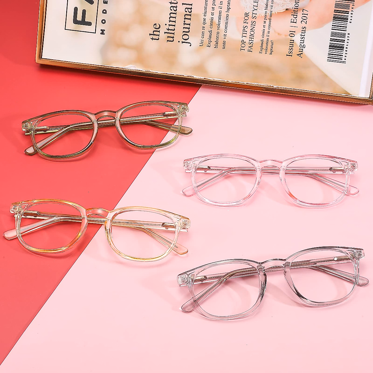 KSSESSE 4 Pack Reading Glasses for Women Men Blue Light Blocking Oval Readers with Spring Hinge 1.75