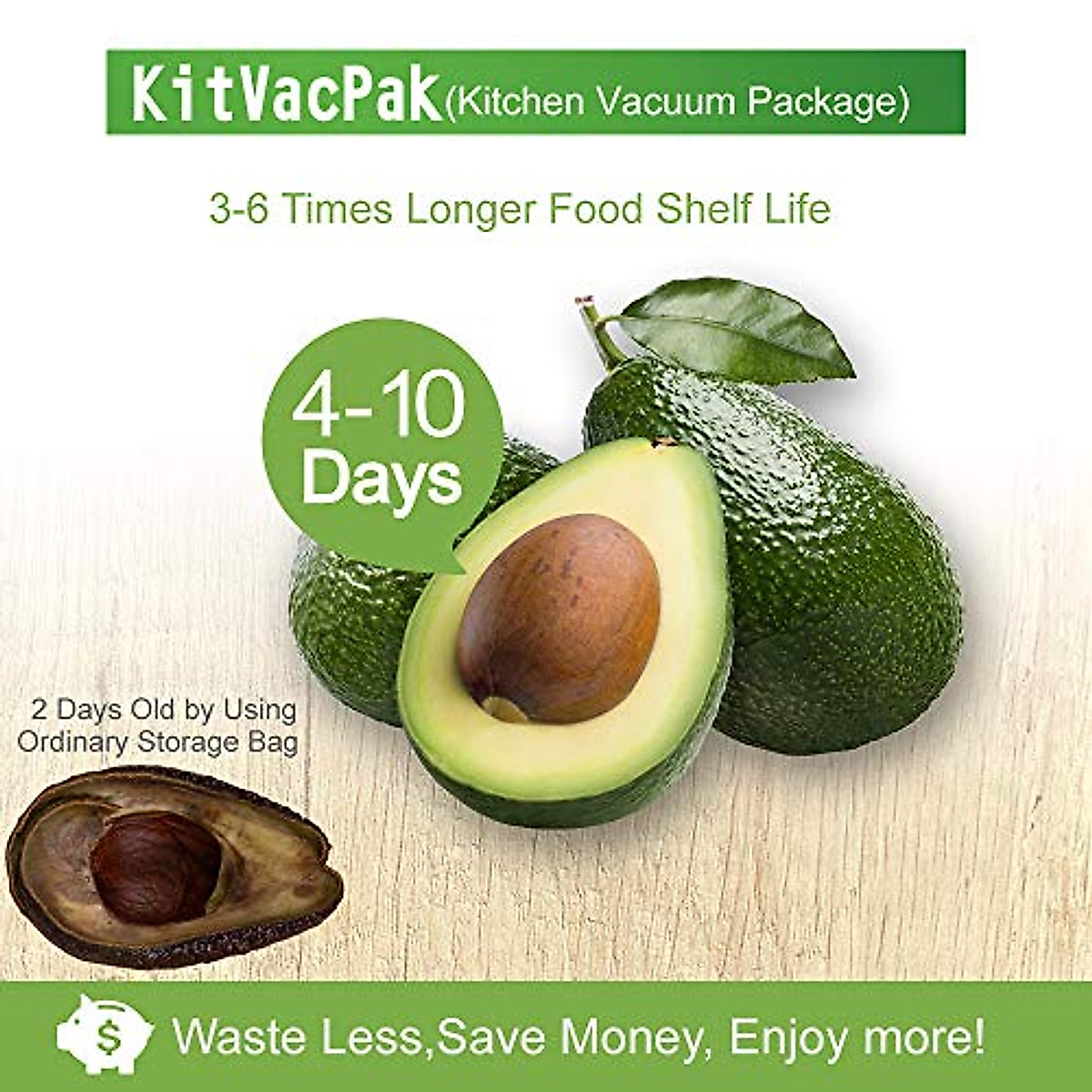 KitVacPak 8x50 2 Pack Vacuum Sealer Bags Rolls with BPA Free and Heavy Duty,Commercial Grade Vacuum Seal Freezer Bags Rolls Compatible with Any Type Vacuum Sealer