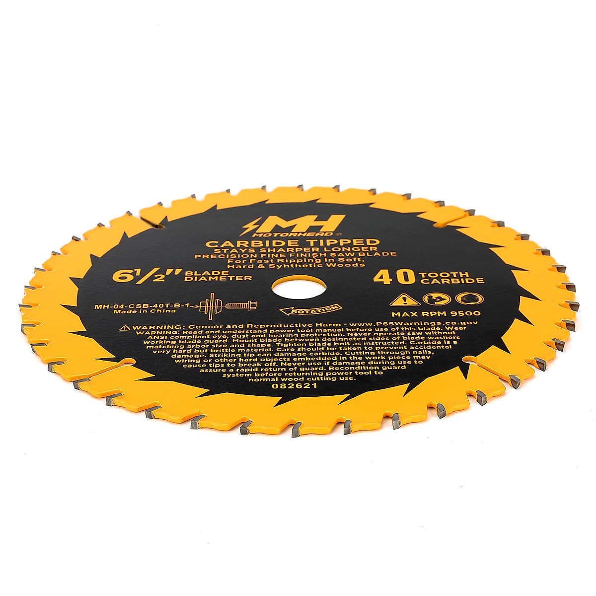 MOTORHEAD 6-1/2-Inch 40-Tooth Precision Fine-Finish Tungsten Carbide Tip Circular Saw Blade, Thin Kerf, Non-Stick, Corrosion-Resistant, 5/8” Arbor, Universal: Corded & Cordless, 40T, USA-Based Support