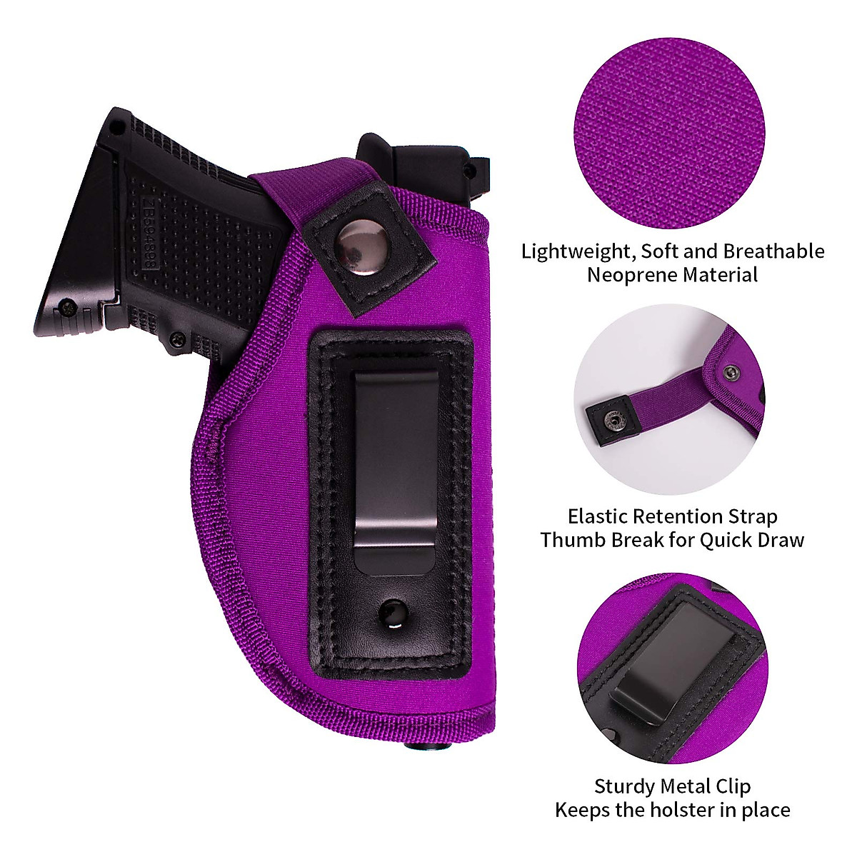 POYOLEE Gun Holster for Women Concealed Carry Holster for Pistols Universal IWB Holster Fits Glock 19 26 43 Springfie XD XDS S-Sauer P238 P320 P365 LC9 & All Similar Handguns (Pink)