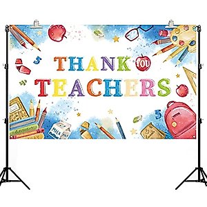 Thank You Teachers Photo Booth Backdrop May Teacher Appreciation Week Party Classroom Decor Photography Background Wall Decoration