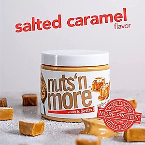Nuts ‘N More Salted Caramel Peanut Spread, All Natural Snack, Low Carb, Low Sugar, Gluten Free, Non-GMO, High Protein Flavored Nut Butter (15 oz Jar)