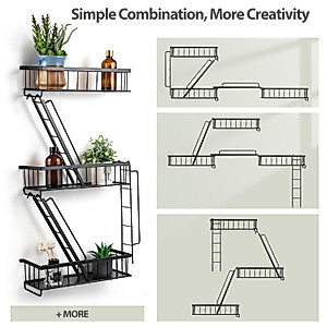 SweetSage Fire Escape Wall Shelf - New York Decorative Ladder Shelf, Wall Art Floating Shelf Black Metal Shelves for Bedroom, Home Office Storage and Display (3-Tier)