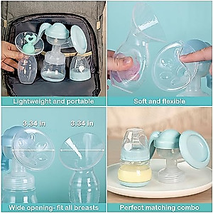 BumbleBee Manual Breast Pump Collector for Breastfeeding Combo- Silicone Milk Collector, Hand Pump Breast Pump 5oz/150ml with Compatible Nipple, Cap, Silicone Stopper and Storage Bag