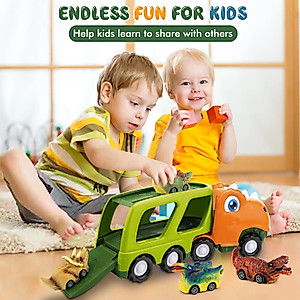 Nicmore Dinosaur Truck Toddler Toys Car: Toys for 2 3 4 Year Old Boy 5 in 1 Carrier Transport Toys for Kids Age 2-3 2-4 | 18 Months 2 Year Old Boy Girl Birthday Gifts