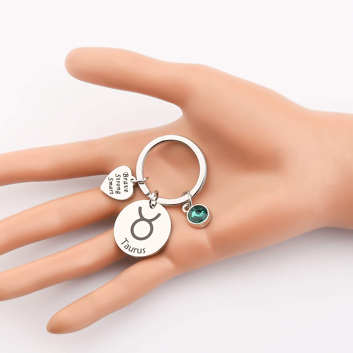 bobauna 12 Zodiac Constellation Disc Keychain Birthstone Horoscope Jewelry Astrology Gift For Family Friend (Taurus keychain)