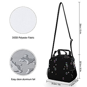 Funny Bubbles Overlay Transparent Printed Lunch Box Tote Bag with Handles and Shoulder Strap for Men Women Work Picnic