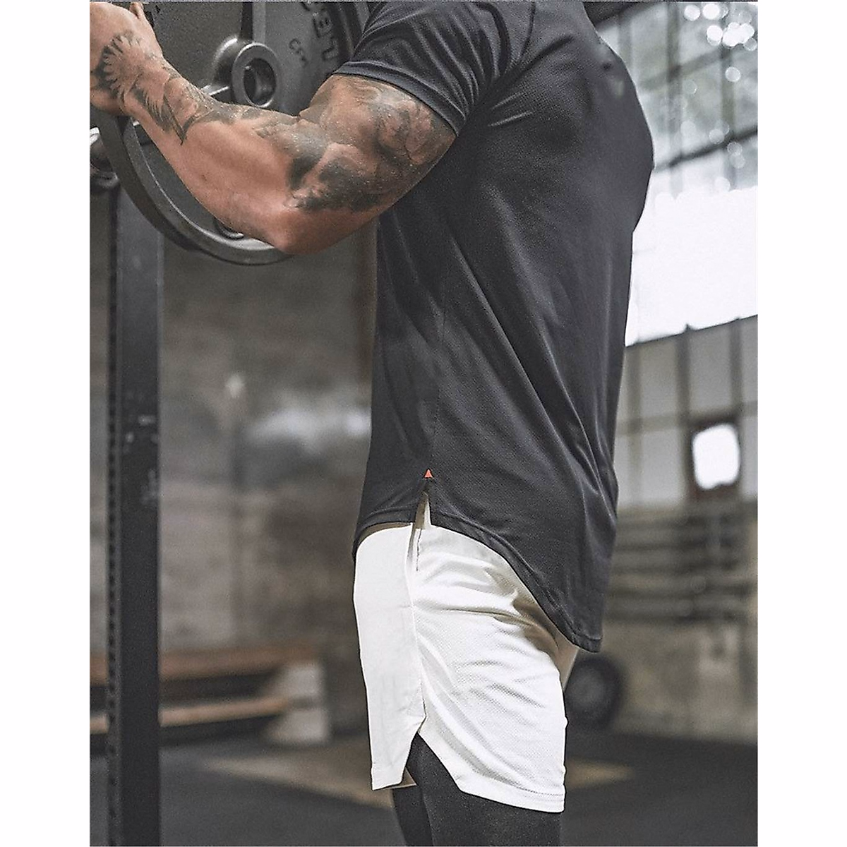 Akk Men's 2 in 1 Running Workout Training Yoga Gym Sport Zipper Phone Pockets Shorts, Black, Medium