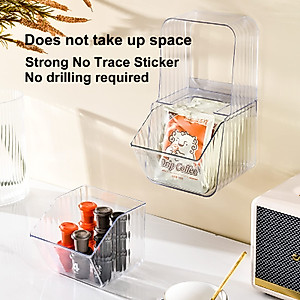 Plastic tea bag Organizer Box Caddie Storage Box Kitchen Pantry Wall storage box with 2 drawers, countertops, hold coffee, tea, sugar packets, cream, beverage bean, (1Pcs+2Pcs 720ML seal pot)