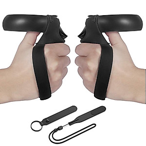 [Newer Version] Mocoe Strap for Adjustable Wrist Strap compatible with Oculus Quest/Oculus Rift S Touch Controller Grip Accessories (Black, 1 Pair)