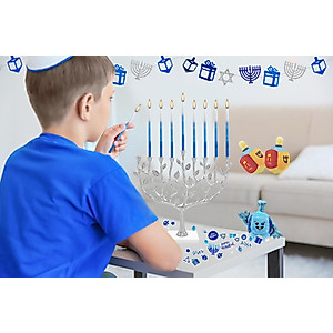 The Dreidel Company Dripless Deluxe Tapered Pastel, Blue and White Decorations, Hanukkah Menorah Candles for All 8 Nights of Chanukah (Single)
