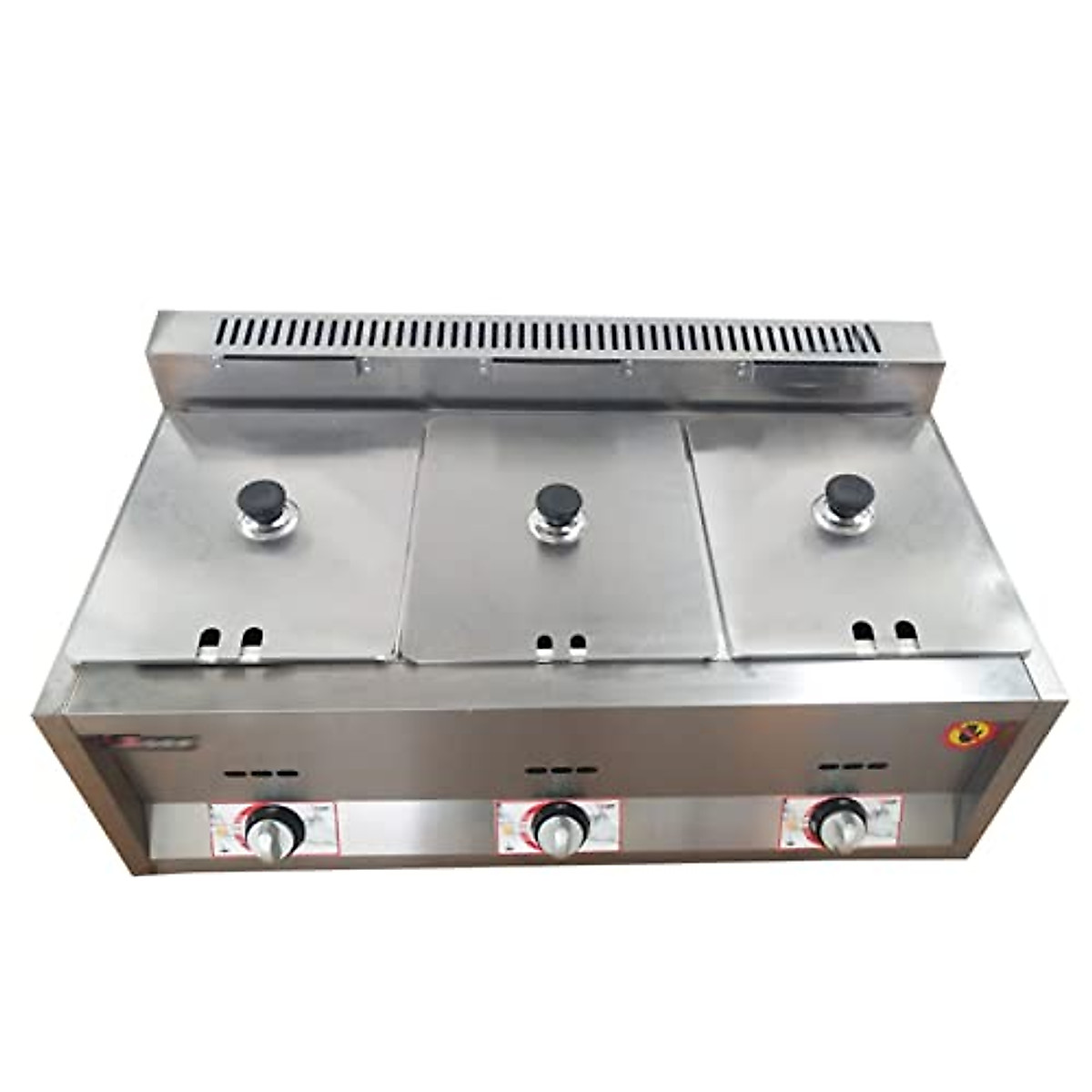 LianDu Triple Server Food Warmer 3-Well Commercial Gas Bain Marie Buffet Countertop Food Warmer Steam Table Steamer Soup Warmer Adjustable Temp Gas Fryer Steamer Cooking Heating Pot (3-Pan 600 fl oz)