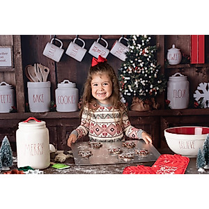 Christmas Gift for Mom Grandma, Potholder with Pocket, Holiday Baking Gift, Cookie Pot Holder Set, Red Oven Mitt, Pack of 2