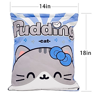 Nenalayo Cute Kitty Cat Snack Pillow Pudding Decorative Stuffed Animal Dolls for Bed Couch Creative Toy Gifts for Teens Girls Kids (Blue)