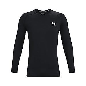 Under Armour Men's Armour HeatGear Fitted Long-Sleeve T-Shirt , Black (001)/White , Large